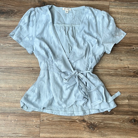 miami | Tops | Miami Floral Baby Blue Wrap Top | Poshmark